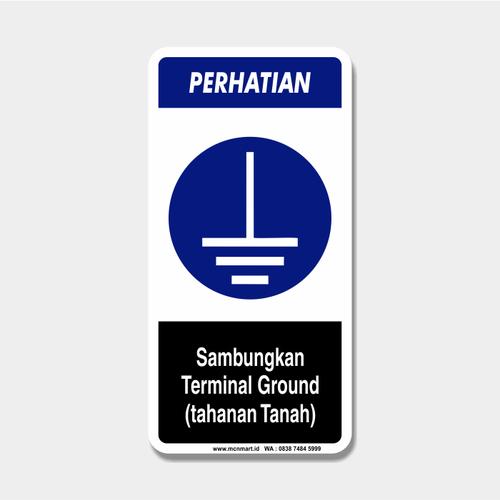 Jual Safety Sign Rambu K3 APD - Sambungkan Terminal Ground - 20x40cm ...