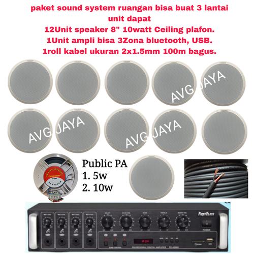 Promo paket sound system ruangan speaker 8" plafon Ceiling 12titik ...