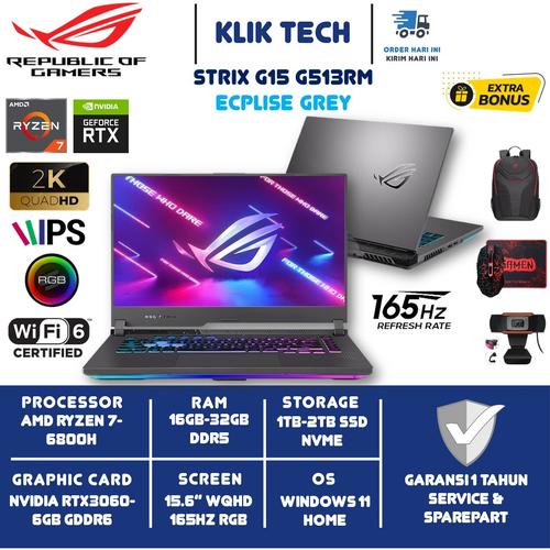 Jual Asus Rog Strix G513RM Ryzen 7 6800H 64Gb 2Tb RTX3060-6Gb WQHD ...