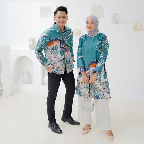 Jual baju cople batik pria wanita seragam kerja terbaru - tunik tosca, M - Kab. Pekalongan ...