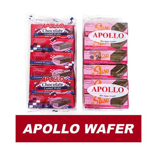 Promo Apollo Wafer Biskuit Milk Cokelat isi 12 x 12 Gr Rasa Susu Coklat ...