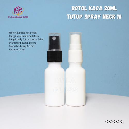 Jual botol spray 20ml kaca putih ceramic / botol kaca 20ml tutup spray ...