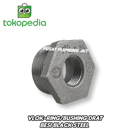 Jual Vlok Ring / Bushing drat besi black steel 2" x 1/2" inch / Drat ...