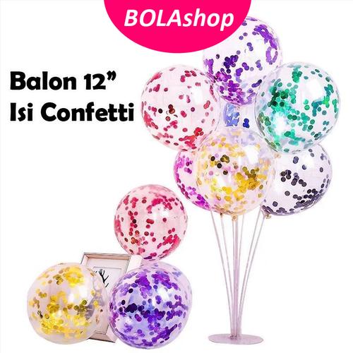 Jual [SATUAN] Balon Latex Bening Isi Confetti Ukuran 12" - Gold ...