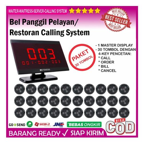 Jual Bel Panggil Pelayan Restaurant Calling System 1 Display 30 Call Button Wireless - Retekess ...