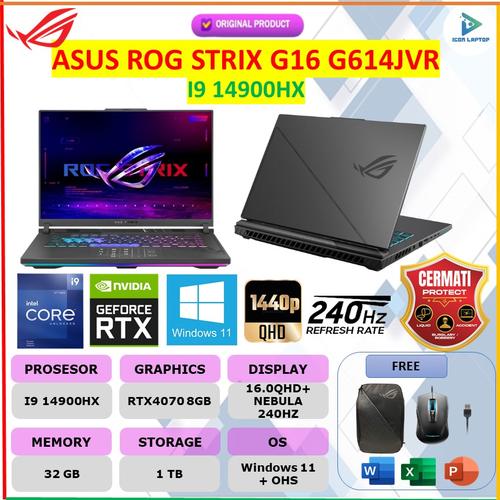 Jual Asus Rog Strix G16 G614JIR RTX4070 8GB I9 14900HX 32GB 1TB W11+OHS 16.0QHD+ NEBULA 240HZ ...