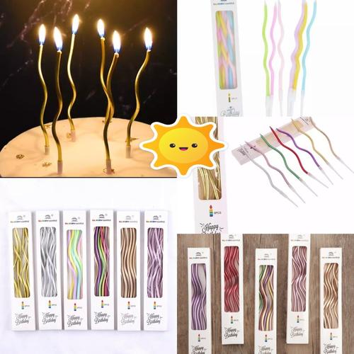 Jual Lilin Spiral Panjang Ulang Tahun Wavy Premium Ulir Metalik Pastel ...