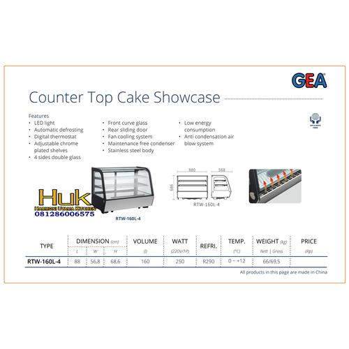 Jual GEA Counter Top Cake Showcase Type RTW-160L-4 - Kota Bekasi ...