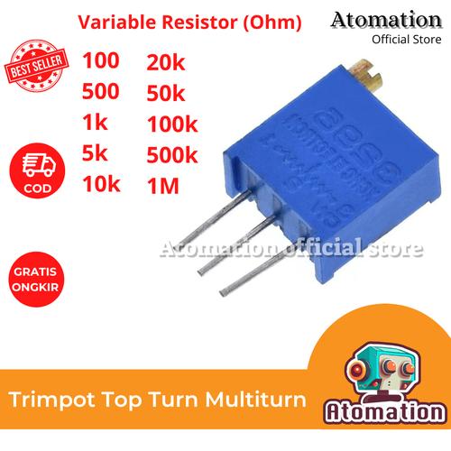 Jual Trimpot Potentio Potensio VR Mutiturn Ten Turn Top Adjust 100 500 ...