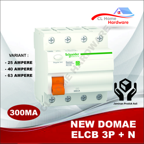 Jual ELCB RCCB SCHNEIDER New Domae 3P+N 300MA 4 Phase 25A/40A/63A ...