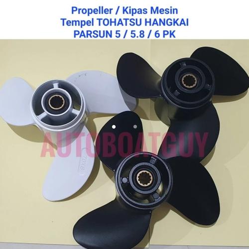 Jual propeller/kipas mesin tempel tohatsu hangkai parsun 5/5.8/ 6 PK - hitam 7.8x 9 - Kota ...