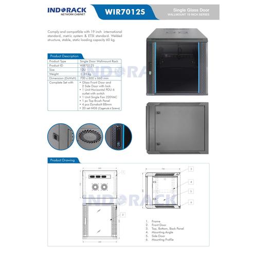Jual Wallmount Rack Indorack Glass Door RackServer 12U Depth 700mm ...