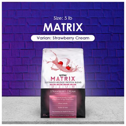 Promo SYNTRAX MATRIX SUSTAINED-RELEASE PROTEIN BLEND 5 LBS - STRAWBERRY CREAM - WHEY PROTEIN ...