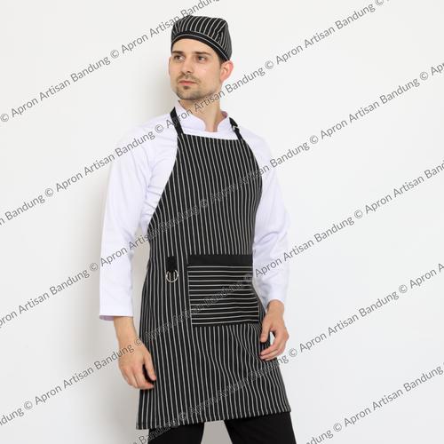 Promo Apron Full Salur Kalung Hitam Putih Ukuran All Size Untuk Koki ...