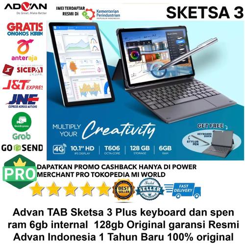 Jual ADVAN TAB SKETSA 3 Plus Keyboard+Spen 6gb/128gb Tablet murah resmi ...