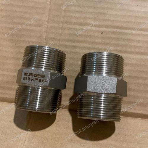 Jual Double Nepel / Nepple 1 1/4" Inch A105 Besi Class 3000 Drat NPT ...