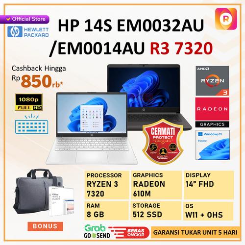 Promo HP 14s EM0032AU EM0014AU Ryzen 3 7320 8GB 512 SSD RADEON W11 OHS ...