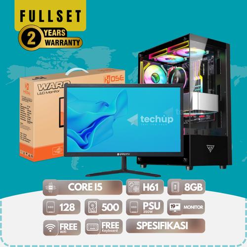 Jual pc gaming full set /pc editing ringan Aquarin core i5 Ram 8GB SSD ...