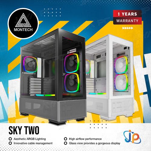 Promo Montech Sky Two ARGB CPU Case - Tempered Glass Casing - Putih ...