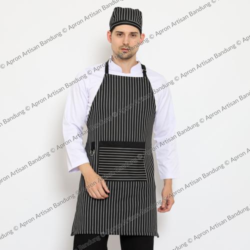 Promo Apron Full Salur Silang Hitam Putih Ukuran All Size Untuk Koki ...