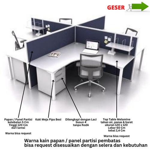 Jual KSM Workstation Meja Cubicle Partisi Sekat 4 Orang Meja Model L ...