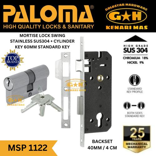 Jual PALOMA MSP 1122 Mortise lock Swing 40MM Set Silinder Stainless SUS ...