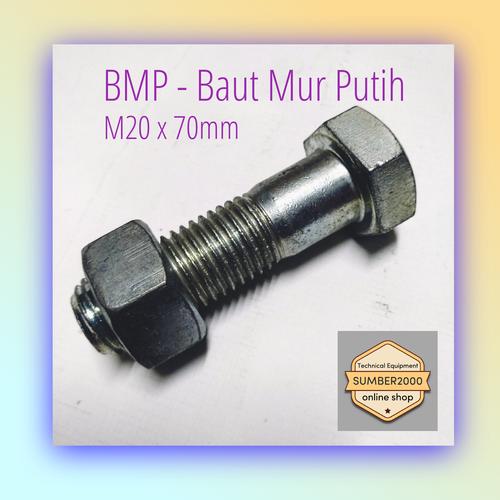 Jual BMP - BAUT MUR PUTIH M20 X 70MM HEXAGONAL BOLT NUT GALVANISED ...