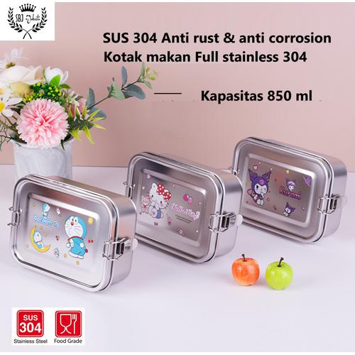 Jual Kotak makan FULL stainless SUS 304 Lunch Box Tempat makan kuromi hello kitty 850ml ...