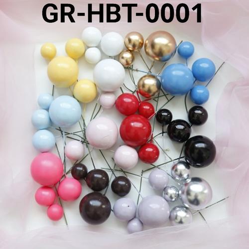 Jual GR-HBT-0001 Cake topper hiasan kue bola emas perak biru pink putih ...