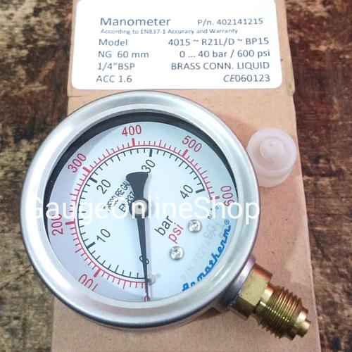 Jual Pressure Gauge Raket SS Brass 2 1/2" (60 mm) x 40 Bar Armatherm - ISI MINYAK - Jakarta ...
