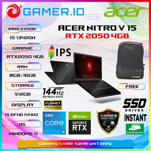 Promo Acer Nitro V 15 i5 13420H RTX2050 8GB 512SSD W11+OHS 15.6FHD - PAKET ANTIGORES, RAM 8GB ...