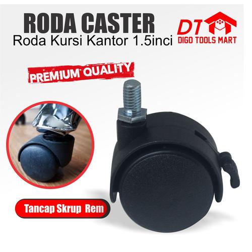 Jual Roda Caster Tancap Skrup Rem Kursi Kantor 1.5 Inch Roda Kastor ...