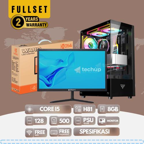 Jual pc gaming full set /pc editing ringan Aquarin core i5-Gen4 Ram 8GB SSD + HDD Siap pakai ...