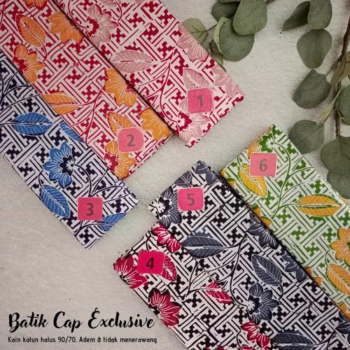Jual Kain Batik Cap Handmade Pagar Bunga ( Coksu - Kunyit - Biru ...