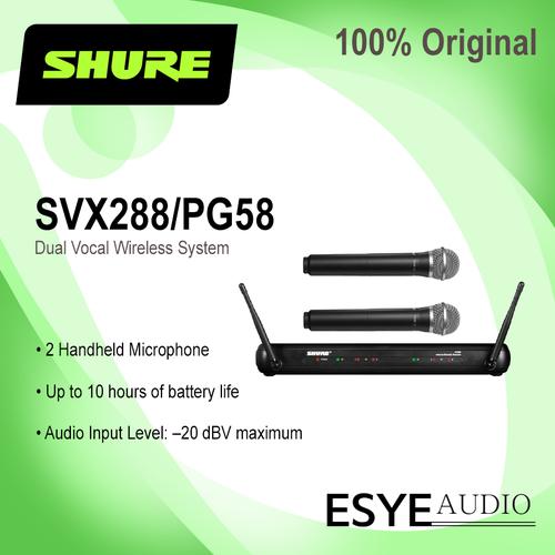 Promo SHURE SVX 288 PG 58 SVX288 PG58 Dual Vocal Mic Wireless Microphone Cicil 0% 3x - Jakarta ...