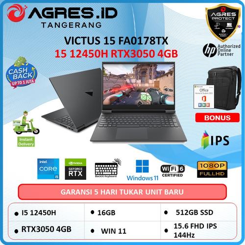 Promo HP VICTUS 15-FA0178TX I5 12450H RTX 3050 4GB 16GB 512SSD 15.6 SLV ...