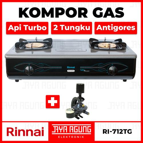 Promo Kompor Gas 2 Tungku Anti Gores RINNAI RI 712TG Api Turbo RINAI ...
