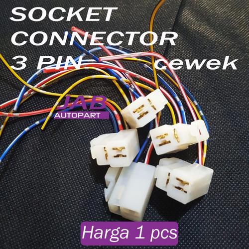 Jual [3 pin] SOKET SOCKET KONEKTOR 3 PIN (TERMASUK SKUN DAN KABEL ...