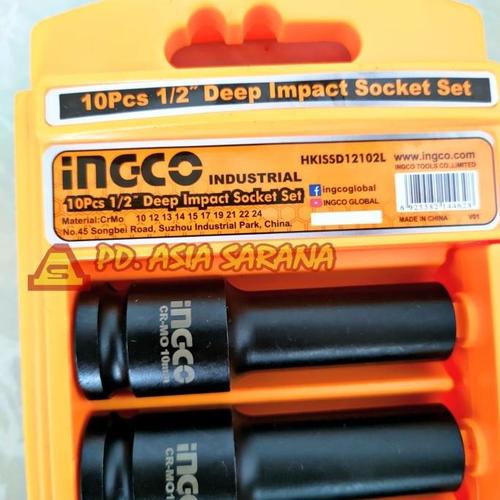 Jual ZL Deep Impact Socket 1/2" Set 10pcs INGCO HKISSD12102L Sok ...