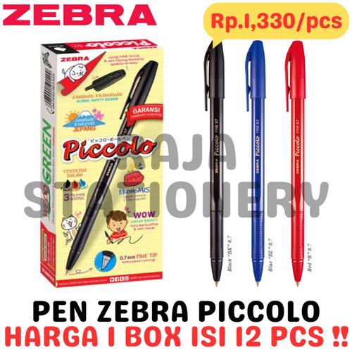 Jual ZEBRA PICCOLO BALL PEN 0.7 BLACK BLUE RED PULPEN PEN PICCOLO ZEBRA ...