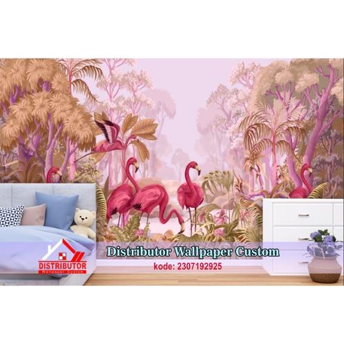 Jual Wallpaper Custom 3D Tema Flamingo | Pink | Wallpaper Kamar Tidur ...