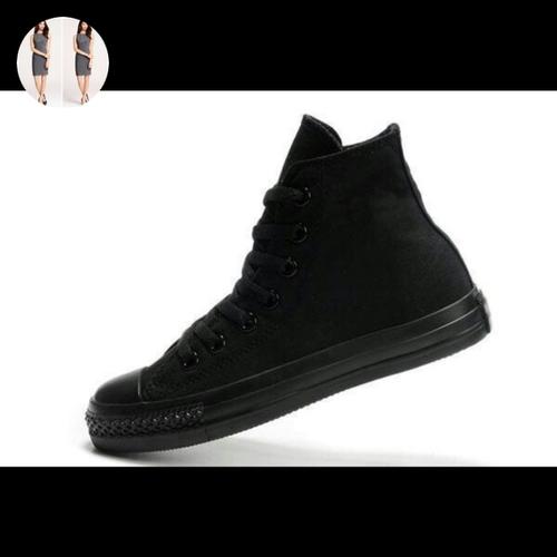 Jual Sepatu Ukuran 47 46 45 44 Converse full black high ukuran jumbo ...