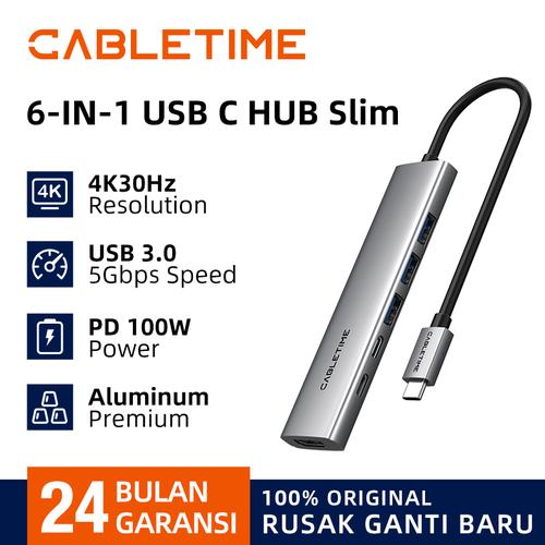 Promo CABLETIME USB Type C Hub to HDMI 4K USB 3.0 TF/SD Slim Series w ...