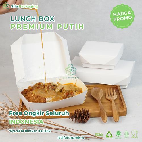Jual Paper Lunch Box Premium Putih Ivory Polos Full Laminasi Ukuran S M ...