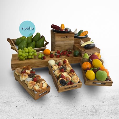 Jual Meblia Taviya Set Jati Perhutani Wooden Food Display Pajangan ...