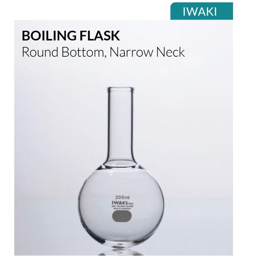 Jual Labu Didih 300mL. Round Bottom. Boiling Flask Narrow Neck. IWAKI ...