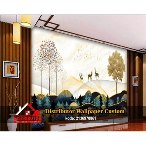 Jual Wallpaper Custom 3D Tema Modern Art | Rusa | Wallpaper Kamar Tidur ...