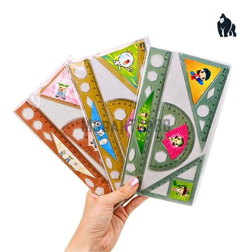 Jual Penggaris Set Plastik Isi 4 pcs / Ruler Set 4 in 1 Busur Siku ...