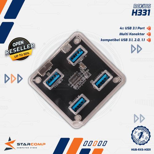 Jual Rexus H331 4 port USB HUB 3.1 5 Gbps ports & Converter Type C H ...