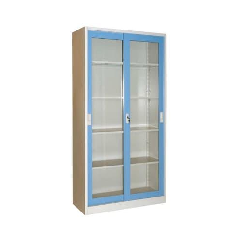 Jual Krisbow Lemari Arsip Kantor Besi 2 Pintu Kaca Geser Biru Cabinet ...